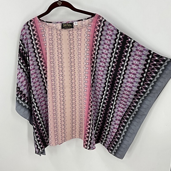 Bob Mackie | Tops | Bob Mackey Art To Wear Lightweight Multi Print Poncho Coverup M | Poshmark